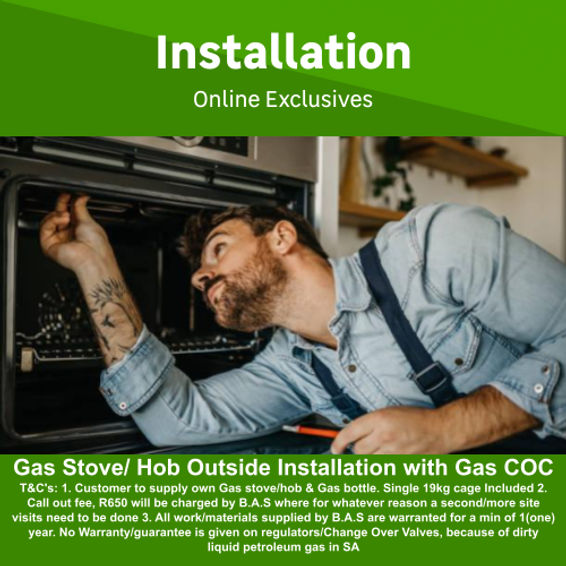 Gas Stove hob outside installation with Gas CoC Single 19kg cage by ...