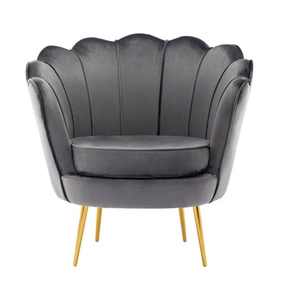 Nu Dekor - Tulip Velvet Single Seater Chair - Dark Grey | Leroy Merlin ...