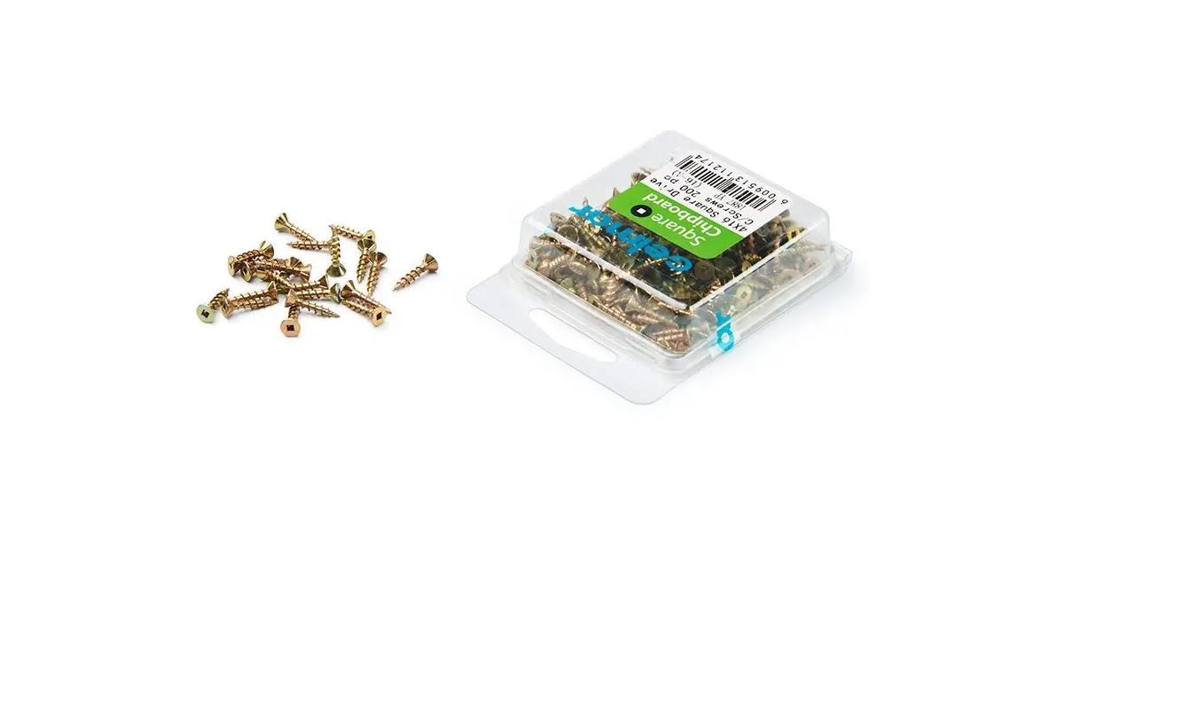 Chipboard Screws, Square, No.4, 3mm x 16mm, 200 Pieces (4 pack) BY WOODLY
