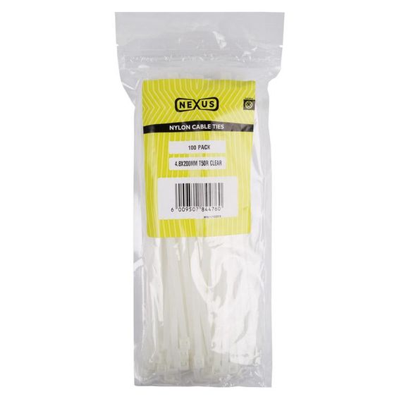 Nexus Cable Ties T50R 4.8mm x 200mm White 100 Piece - 4 Pack