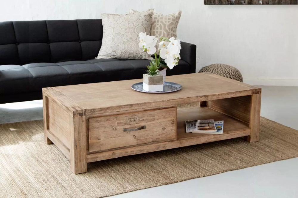 Vancouver Acacia Wood Coffee Table – Solid Wood Coffee Table with ...