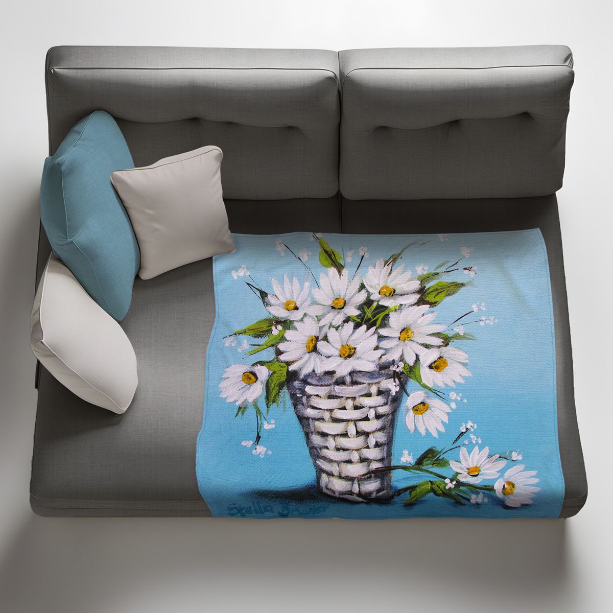Daisies In a Woven Basket Light Weight Fleece Blanket By Stella Bruwer ...