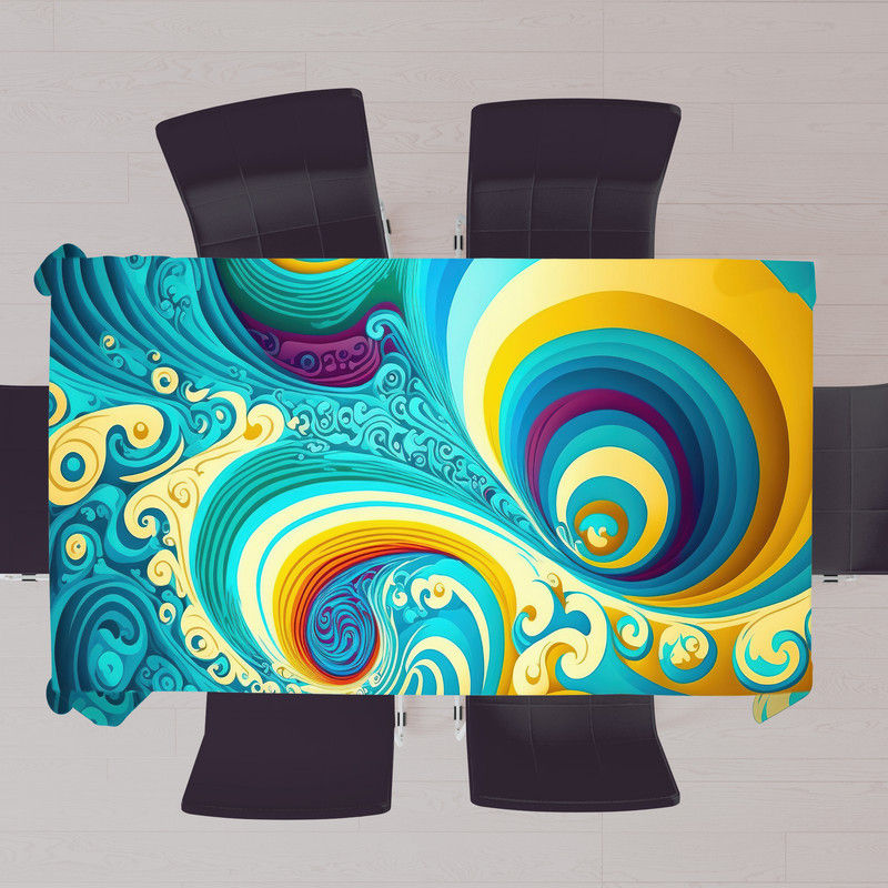 Hippy Teal Waves Rectangle Tablecloth | LEROY MERLIN South Africa