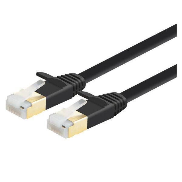 CAT7 10G ETHERNET FLAT NETWORK CABLE WITH GOLD PLATED RJ45 20M BLACK ...
