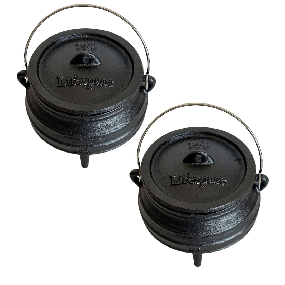 Lifespace Cast Iron No 1/4 Potjie Pot (2-Pack) | LEROY MERLIN South Africa