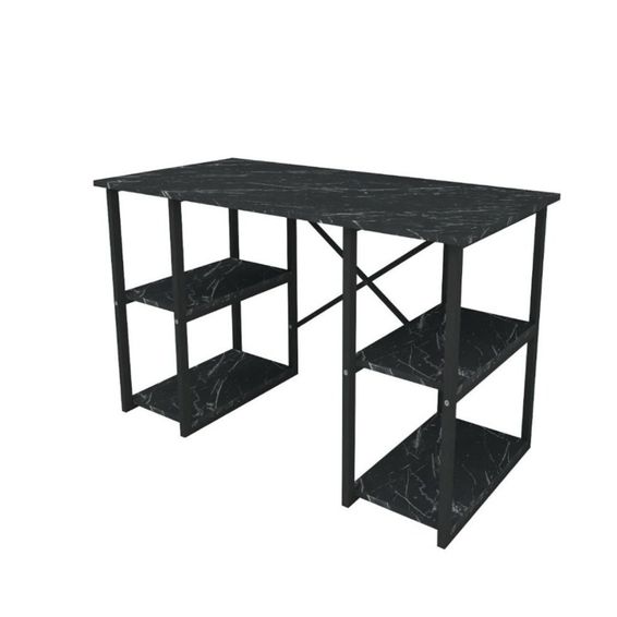 WOODLY Modern Crisscross 4 Shelf Study Desk-60 x 120cm - Black Marble ...