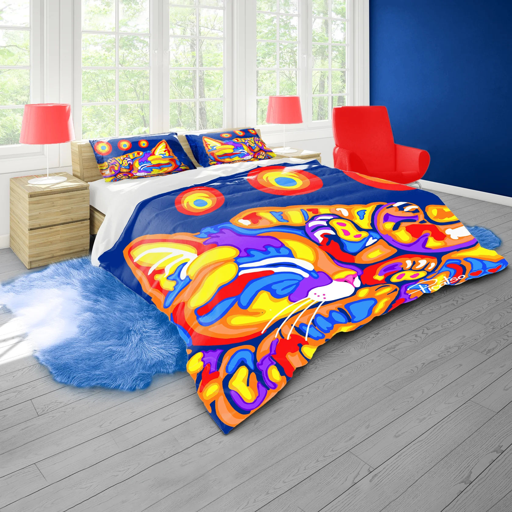 Blue Cinnabon Cat By Picatso Duvet Cover Set Double | LEROY MERLIN ...