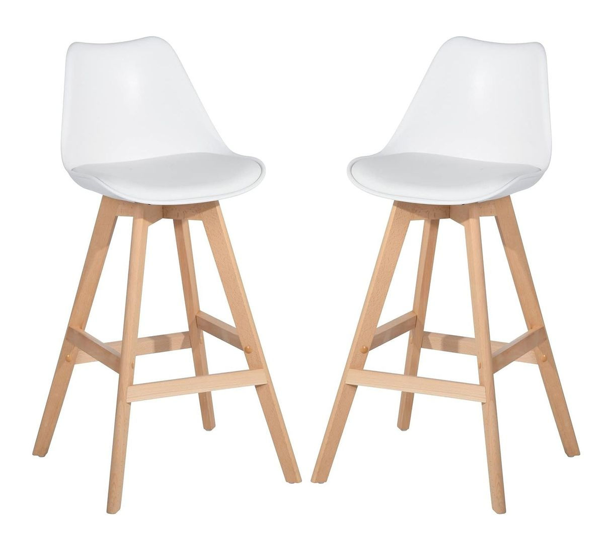 Modern And Stylish Padded Bar Stool-2 Pack - White