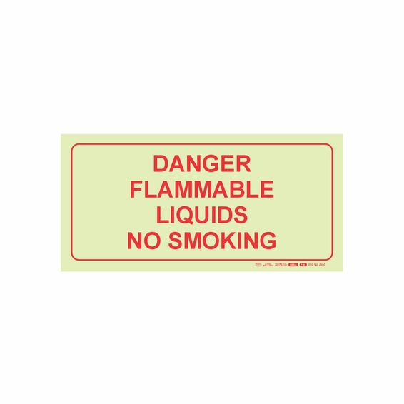 Photoluminescent 190mm Safety Sign - F46 Danger Flammable Liquids No Smoking | Leroy Merlin ...