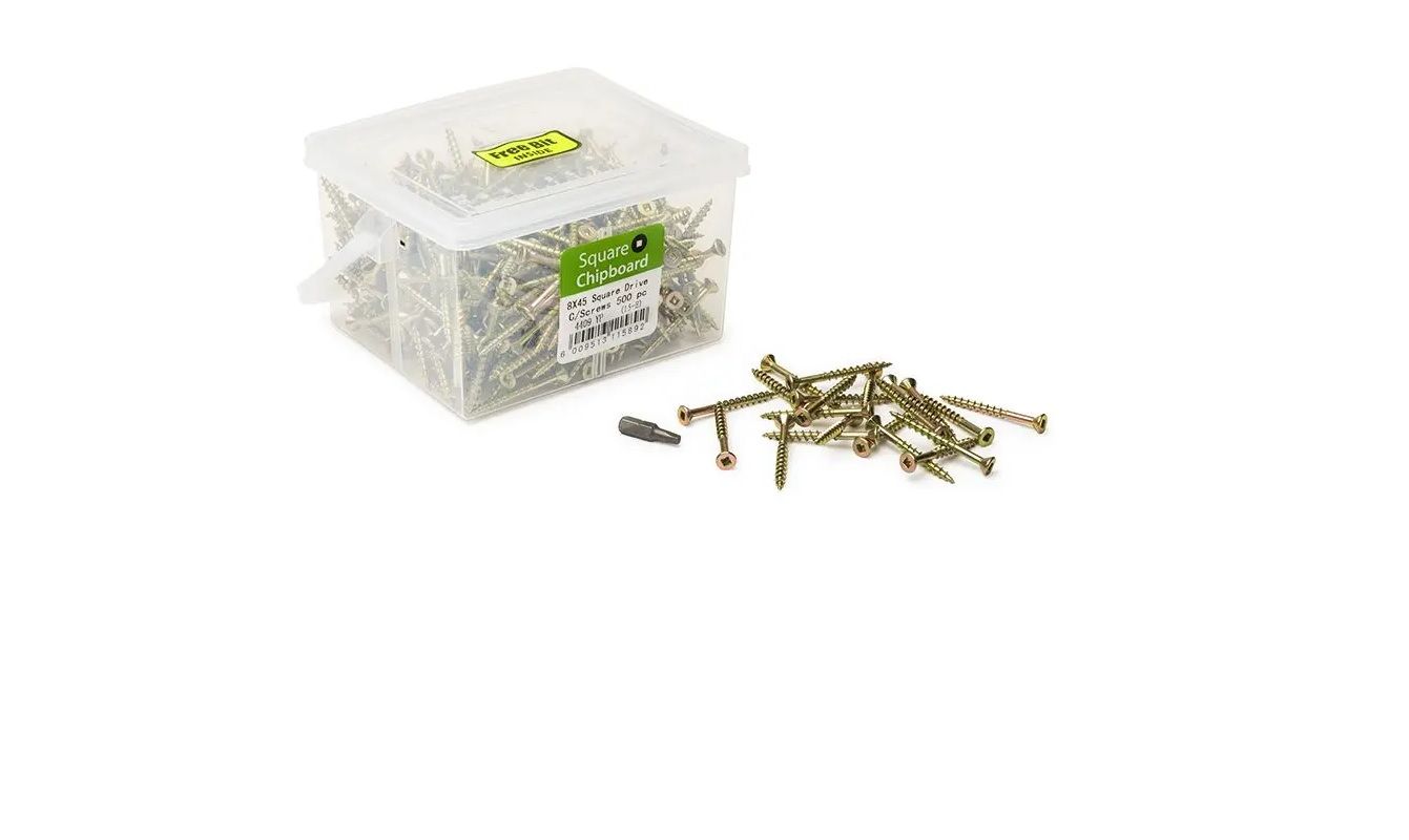 Chipboard Screws, Square, No.8, 4mm x 45mm, 500 Pieces BY WOODLY ...