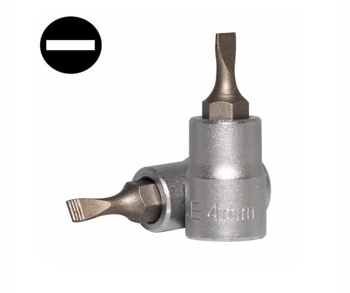 Force - Slotted Socket Bit - 1/4" - 1.2 x 7 - 4 Pack