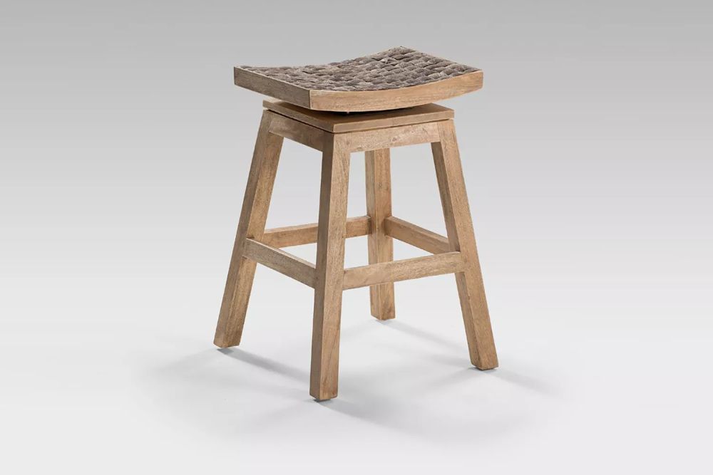 Shanter Swivel Counter Bar Stool Solid Mango Wood with Mosaic Seat ...