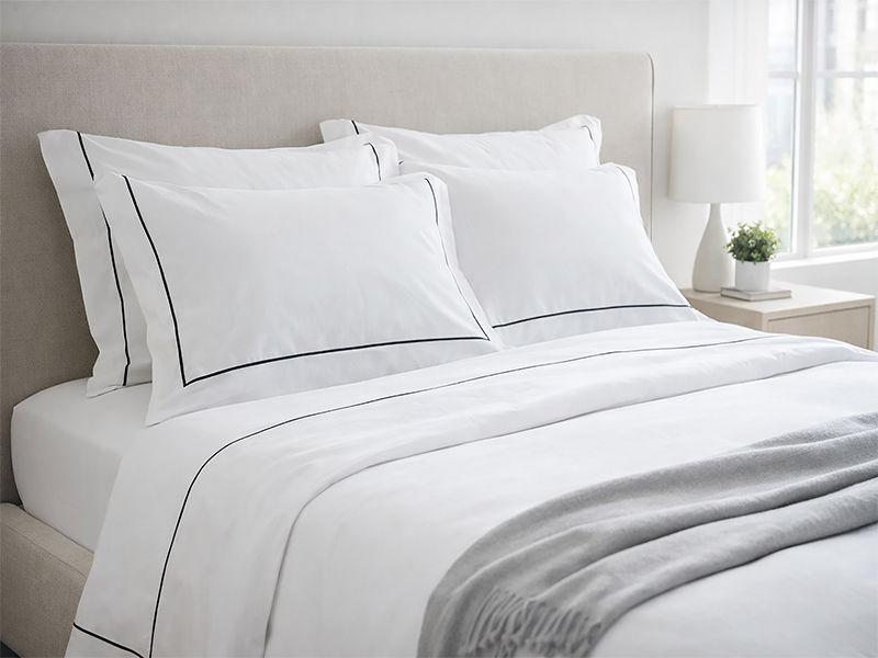 Rey's Fine Linen - Premium Collection - Oxford Jet Black Satin Stitch ...