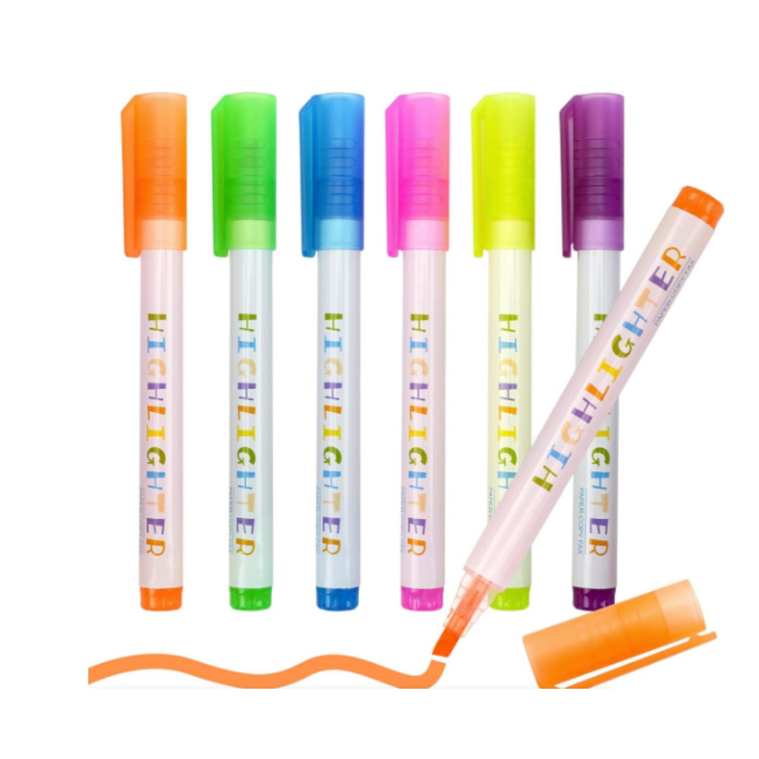 6 Pack Pastel Highlighter Set Soft Chisel Tip 1-4mm Nib Quick Dry Study ...