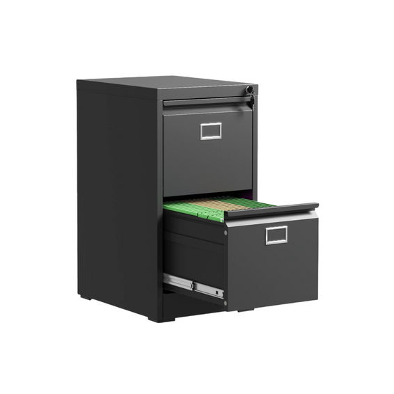 Steel Vertical 2 Drawer Filing Cabinet Cupboard Locker Swan Handle With ...