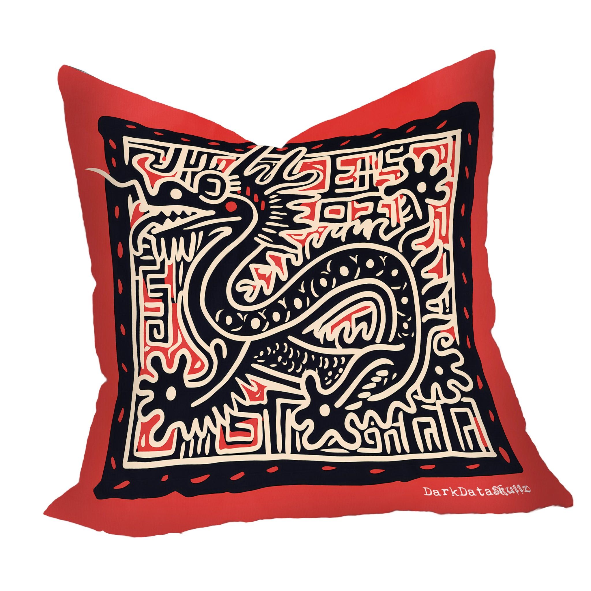 Chinese Black and Red Dragon Square Luxury Scatter By Wikus Schalkwyk ...