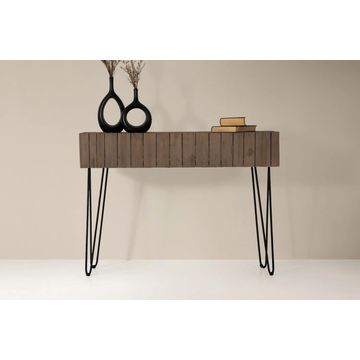 Gaylin Teak Wood Console Table with Metal Hairpin Legs – Natural