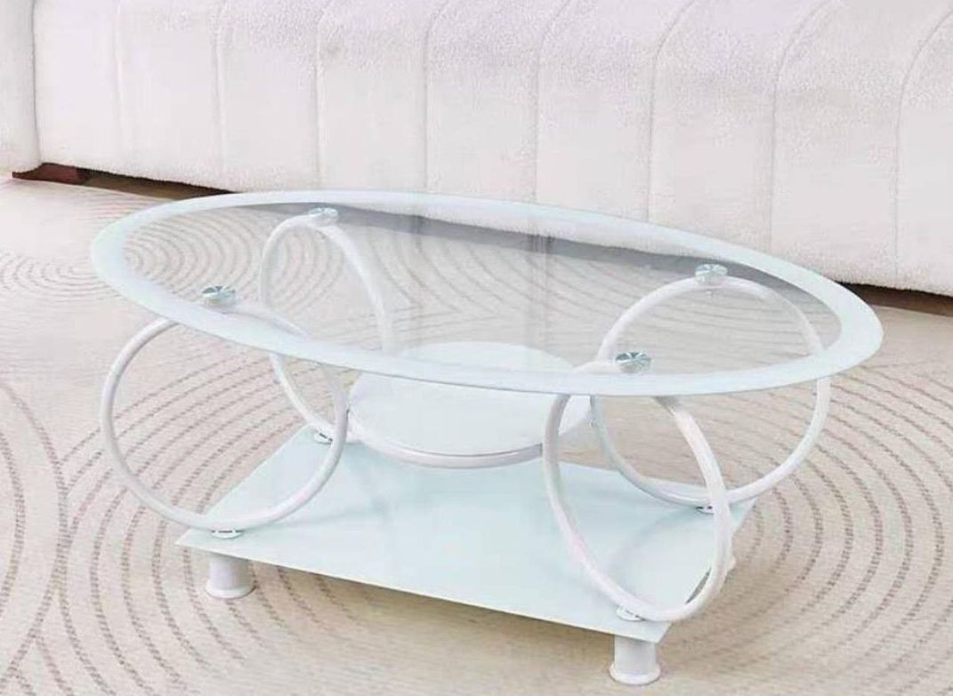Oval Glass Coffee Table with White Loop Frame | Leroy Merlin South Africa
