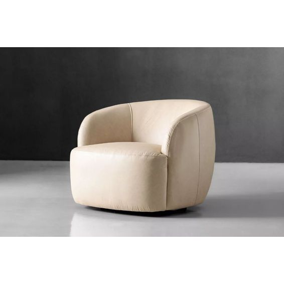 TAYSON LEATHER SWIVEL ARMCHAIR – IVORY CONTEMPORARY LEATHER LOUNGE ...