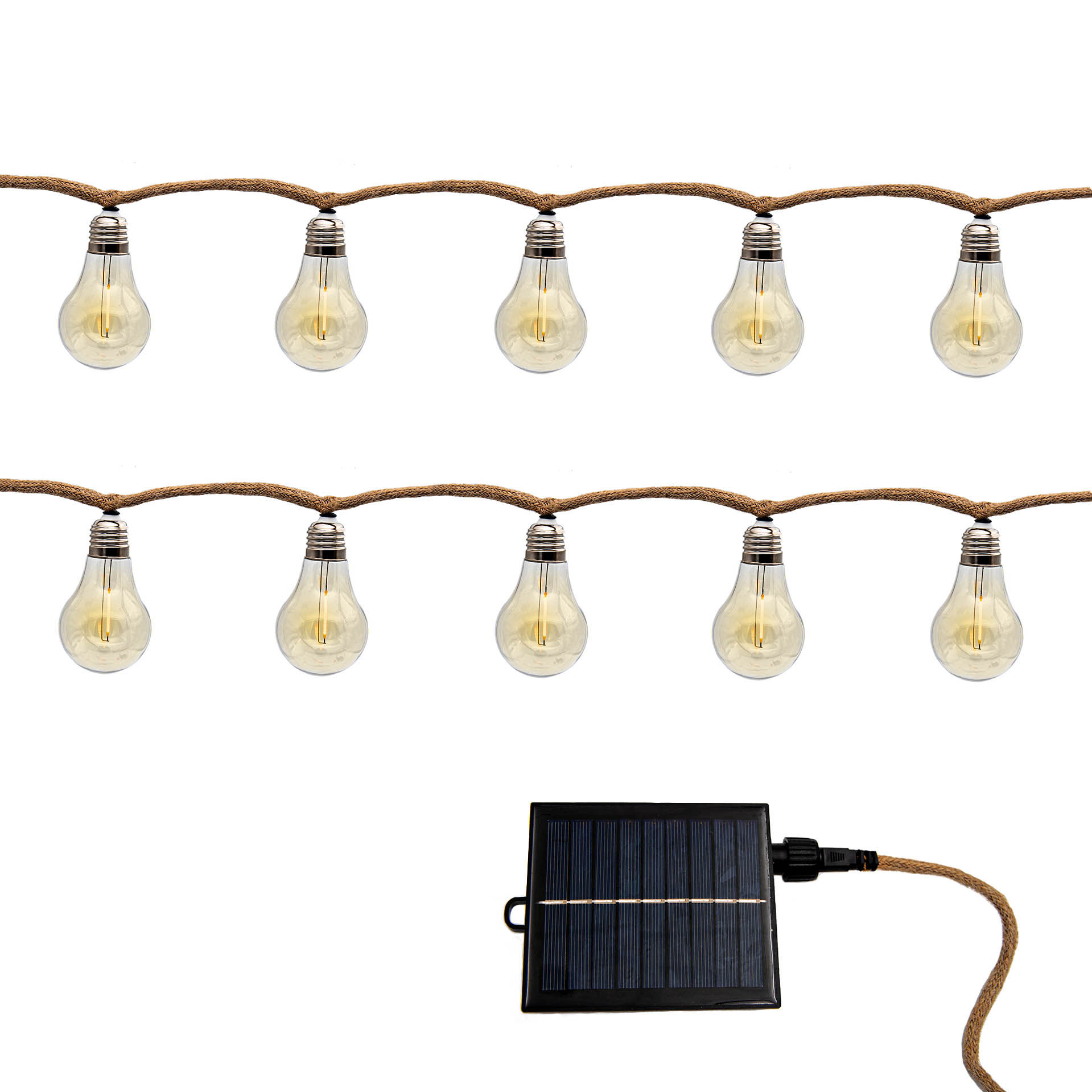 Stellar Lighting Solar Powered Cotton 10 LED A19 Bulbs String Light ...