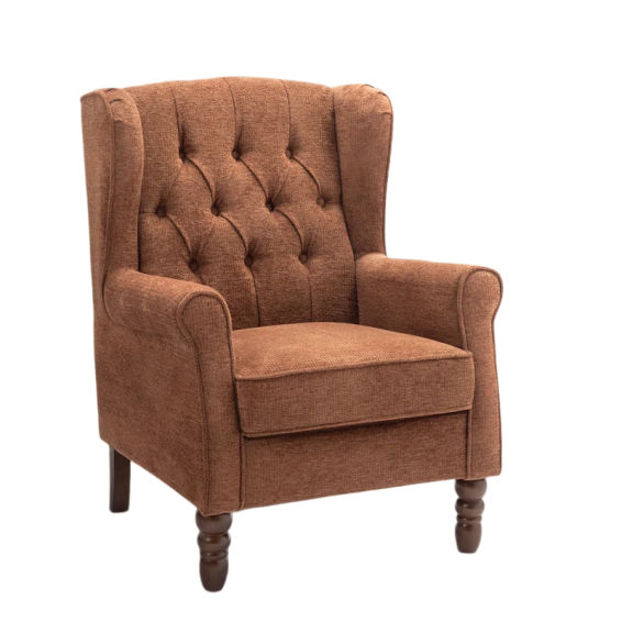 Wingback Accent Chair with Rolled Arm and Thick Padded Cushion - Coral ...