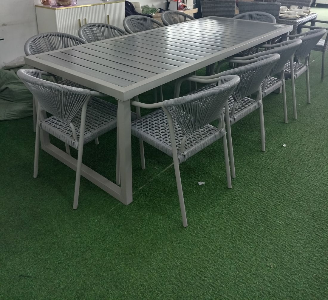 Outdoor Aluminium Dining Table & Rope Chair Set(10chairs) | Leroy ...