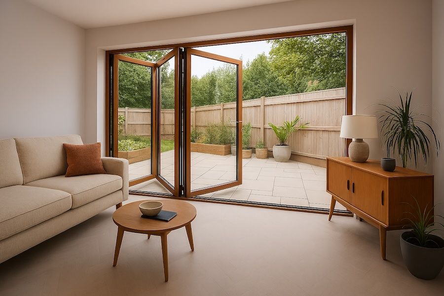 Kenzo - SFD3FG7RB - Aluminium Fold A-Side Door 2.1mx2.1m Bronze Open to ...