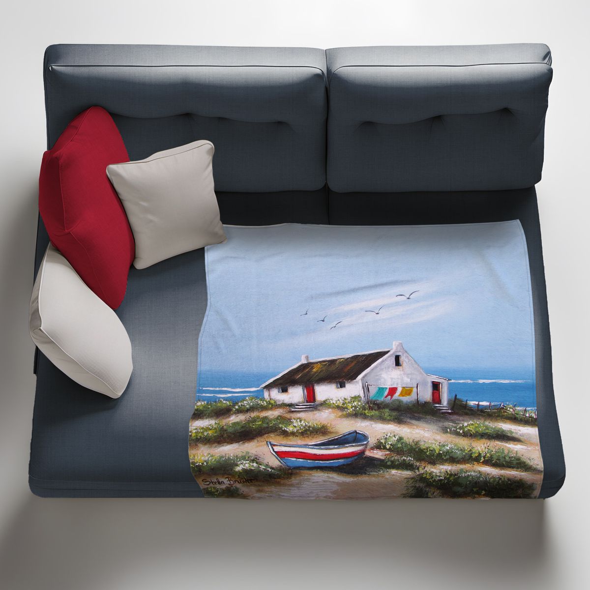 House on The Beach Hill Light Weight Fleece Blanket by Stella Bruwer ...