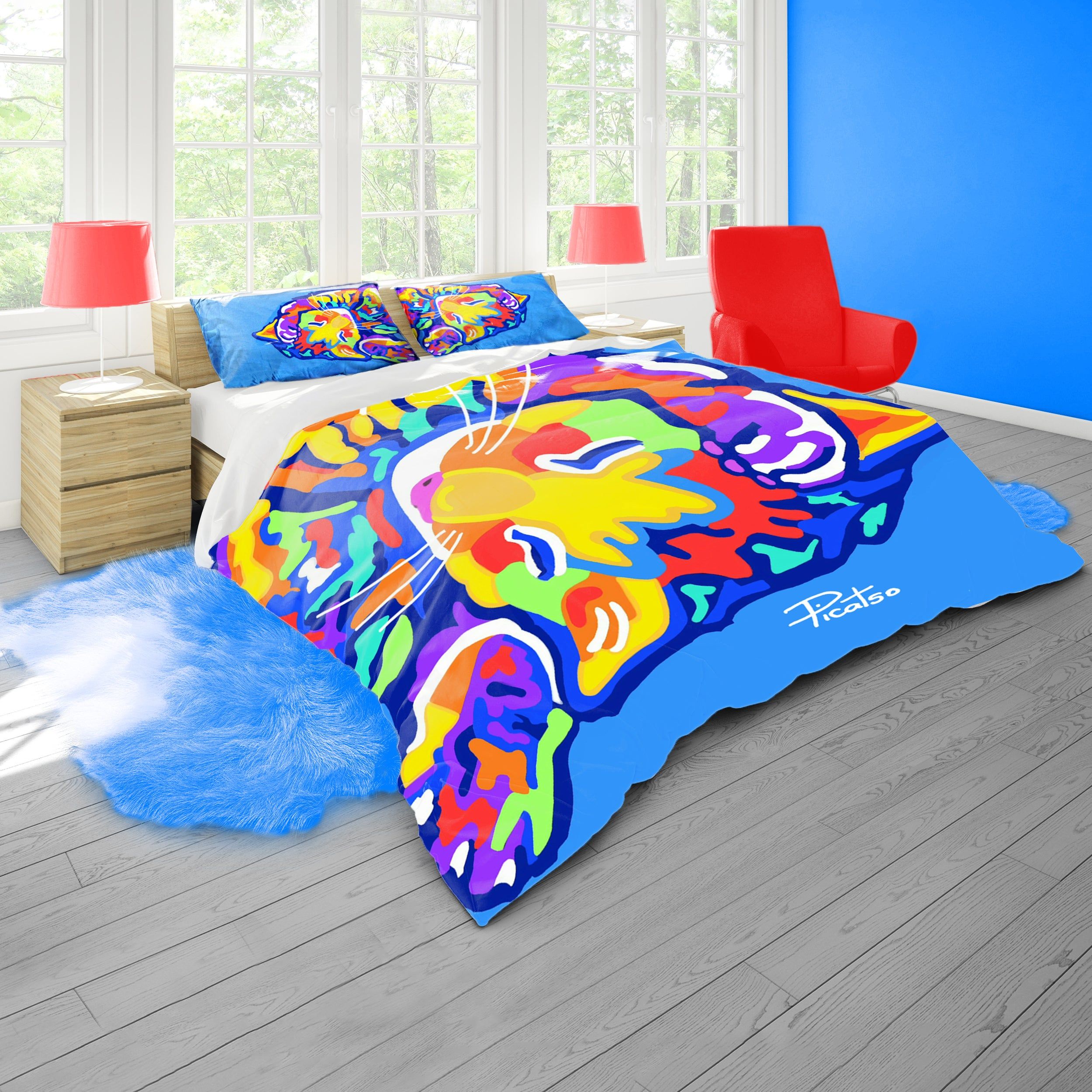Plain Blue Peaceful Sleeper By Picatso Duvet Cover Set Queen | LEROY ...