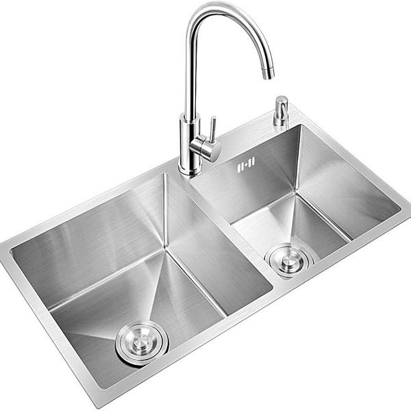Extra Large Dual Bowl Square Overmount Stainless Steel Sink 80cm X 45cm