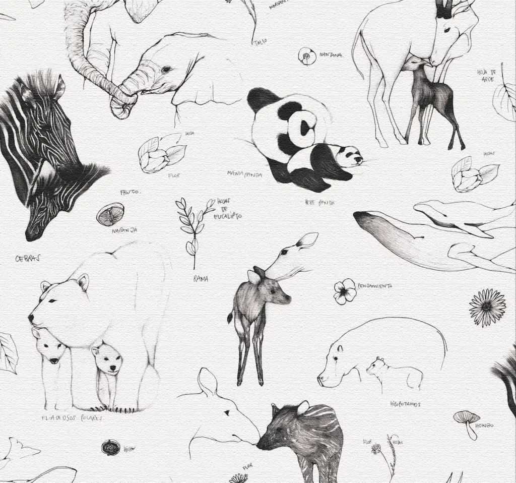 Kids Wallpaper – Baby Animals – Black & White | Leroy Merlin South Africa