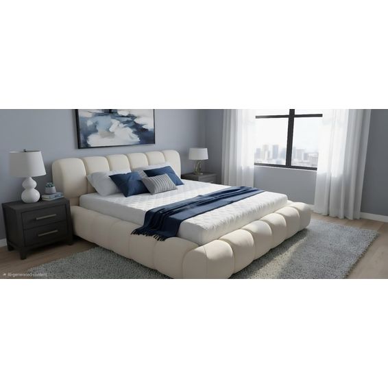 Lunara Bubble Sleigh bed - Cream White - Velvet Material - Double