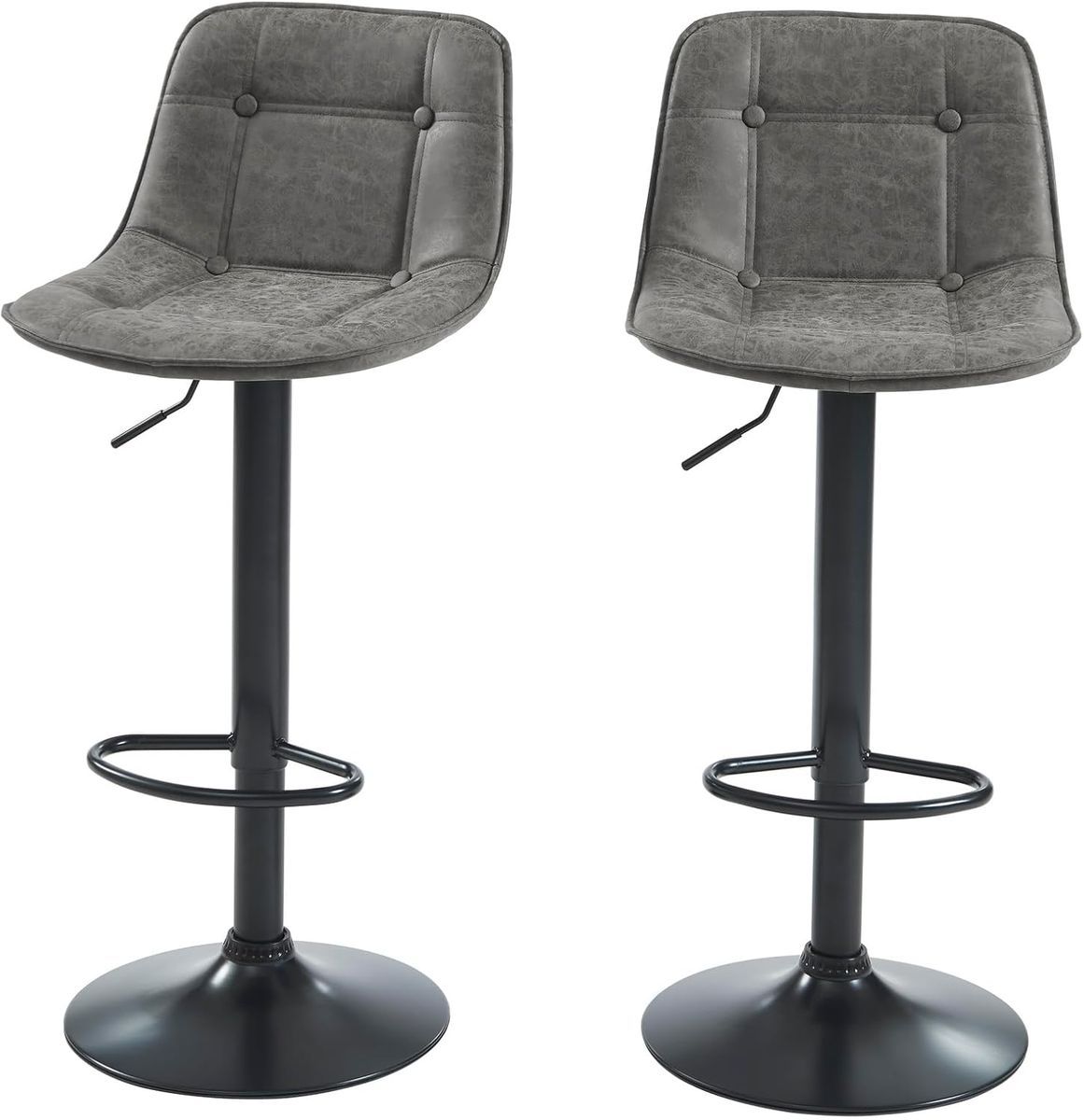 Modern Bar Stool with Button Detail - 2 Pack