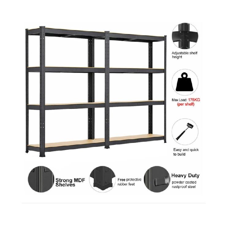 WOODLY 4 Layer shelf in Matte black (Pack of 2) | Leroy Merlin South Africa