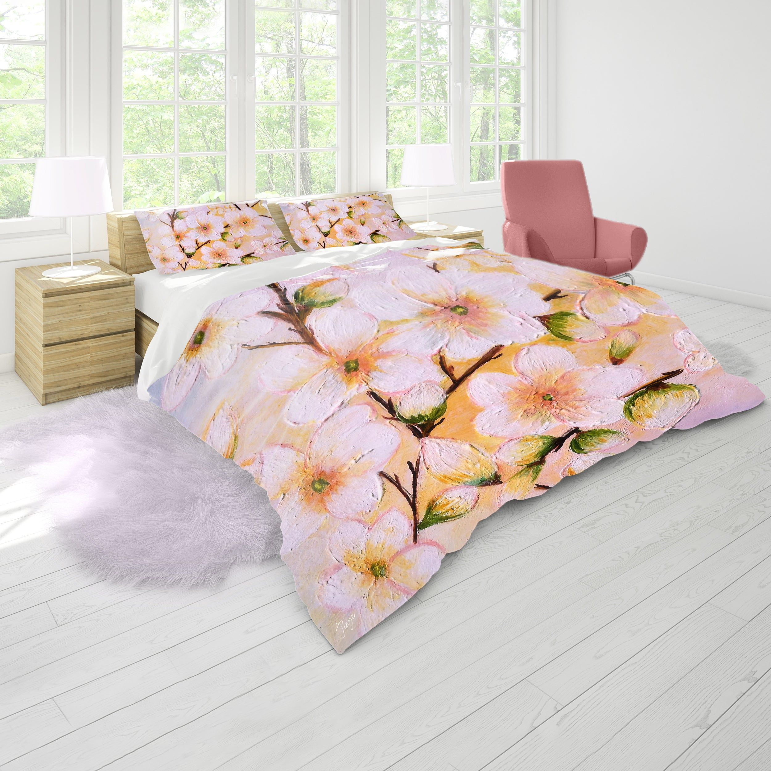 Peach Apple Blossom Duvet Cover Set by Jinge for Fifo Queen | LEROY MERLIN South Africa