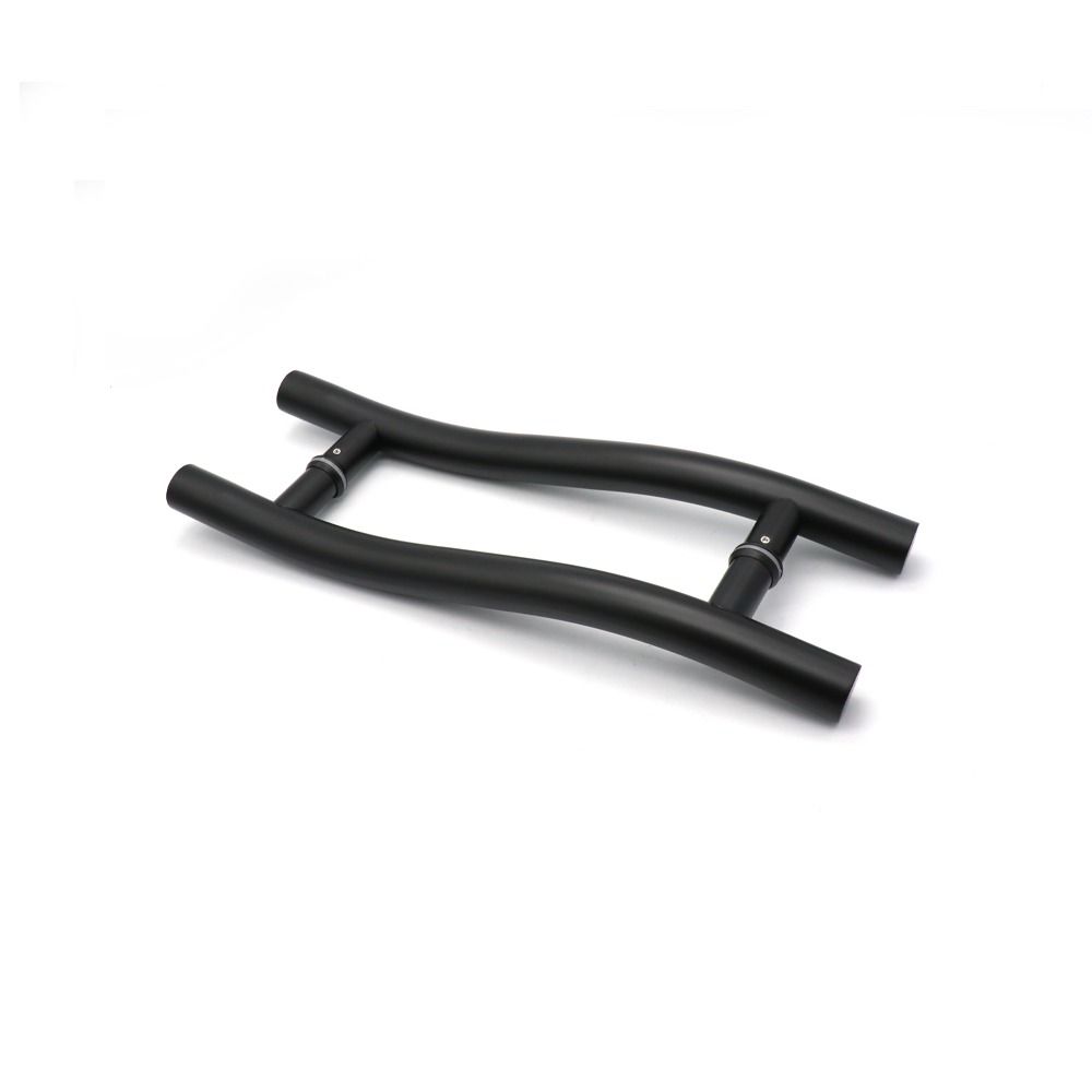 ROCKER DOOR HANDLE S SHAPE 450X300X32MM - MATT BLACK
