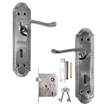 Chrome Plated Door Lock Set with England Design Handles | LEROY MERLIN ...