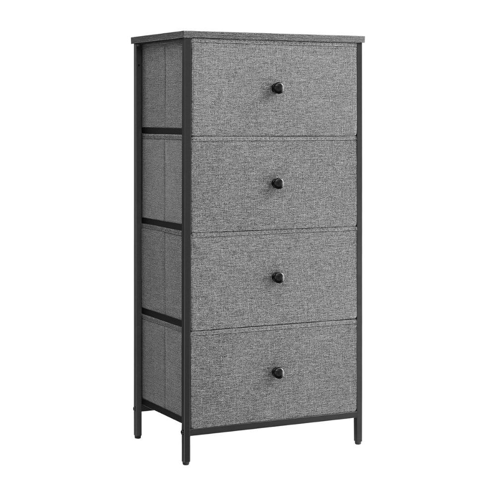 Songmics Chest of Drawers Dresser with 4 Fabric Drawers, Grey | Leroy ...