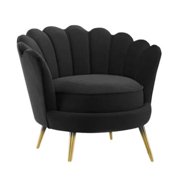 Nu Dekor - Tulip Velvet Single Seater Chair - Black | LEROY MERLIN ...