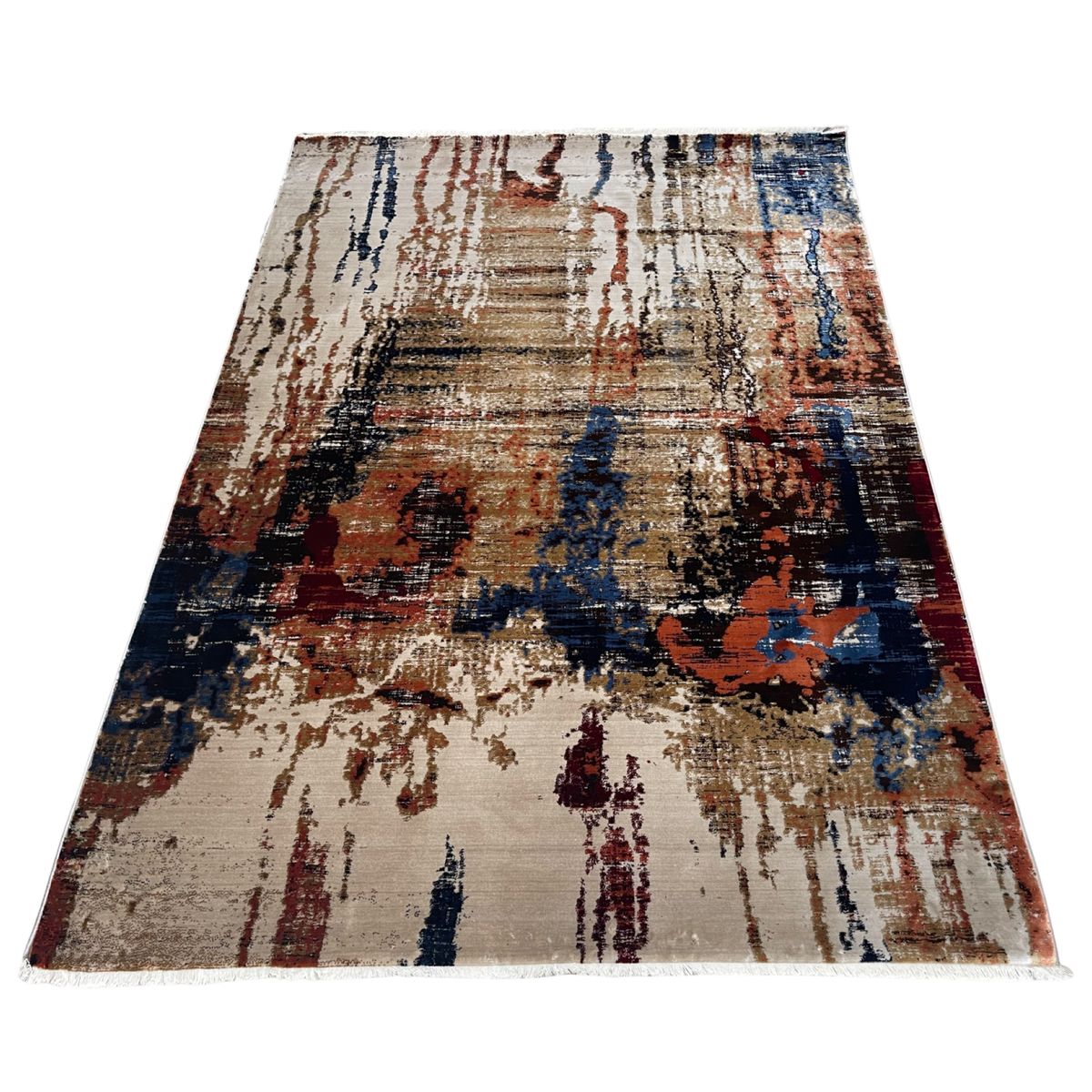 Navy Mustard Modern Turkish Machine Made 235 x 160cm Rug | Leroy Merlin ...