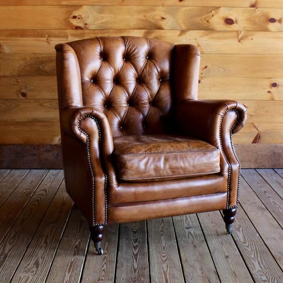 Tufted Buffalo Leather Wing Chair | Leroy Merlin South Africa