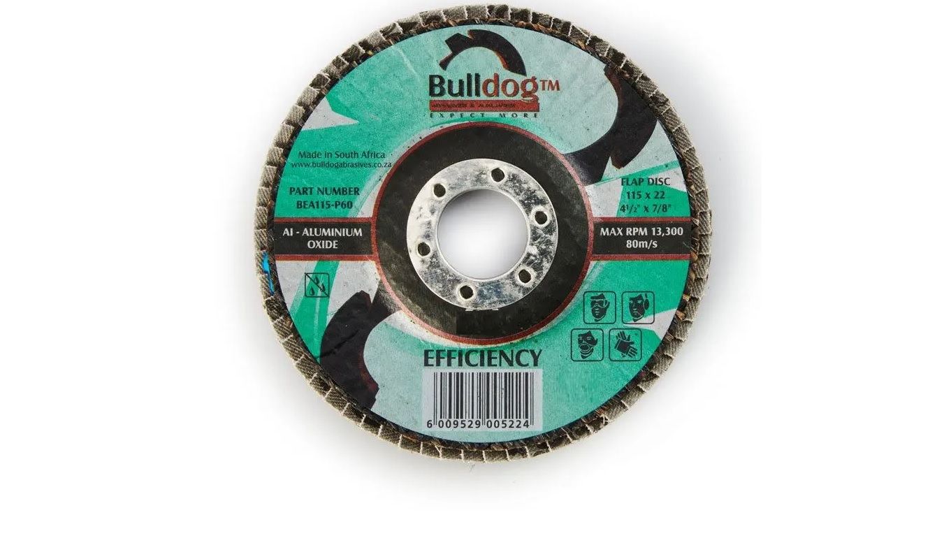 Bulldog Flap Disc, Efficiency, Angled, Alox, P80, 115mm x 22mm (4 pack ...