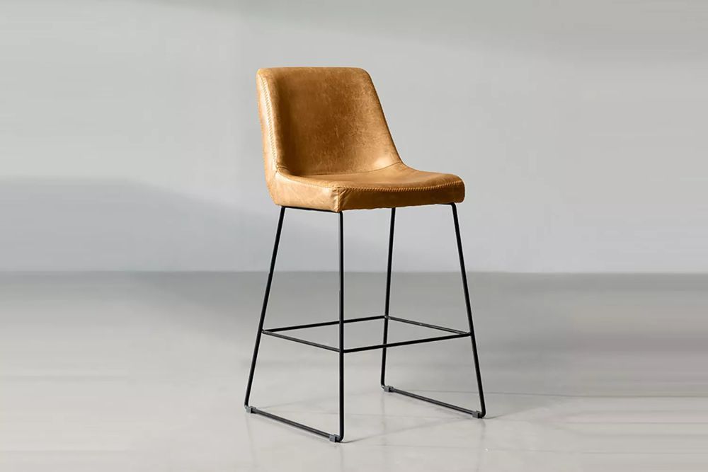 Jordan Leather Counter Bar Chair Full Grain Leather & Powder-Coated ...