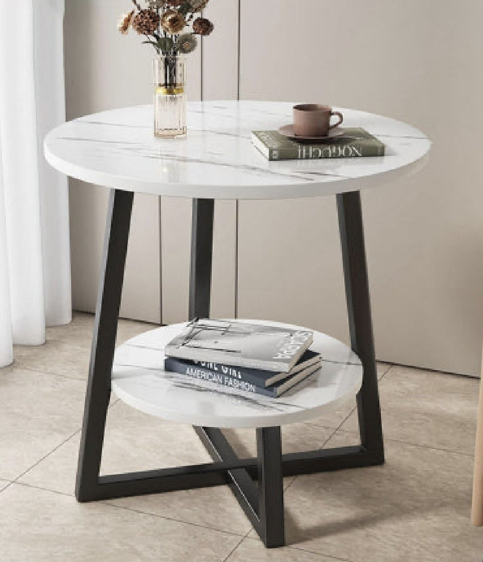 Premium Minimalist Double Layer Side Table - WHITE