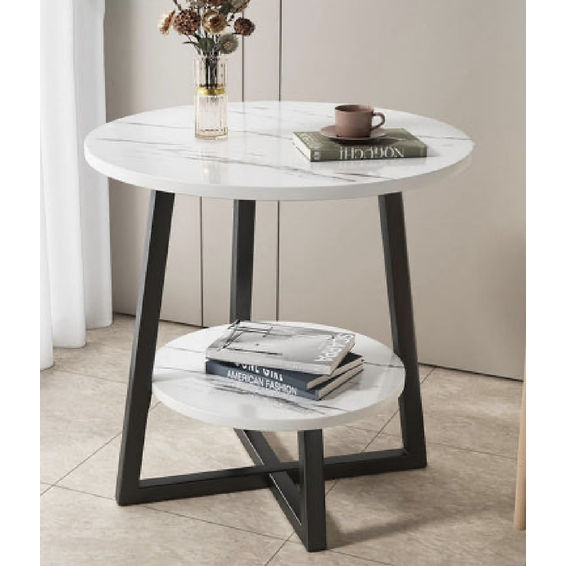 Premium Minimalist Double Layer Side Table - WHITE