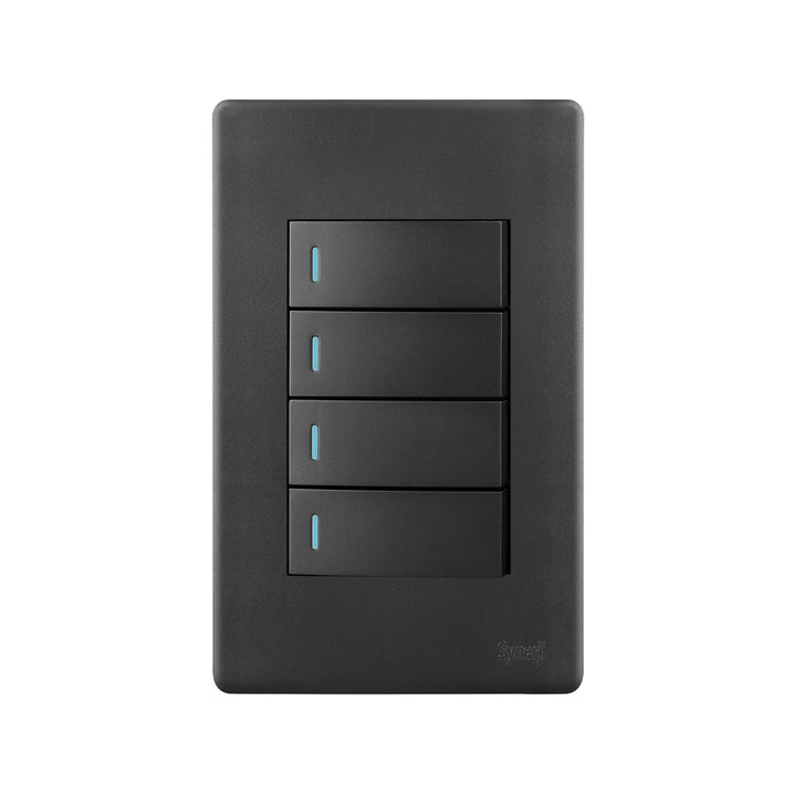 SYNERJI SWITCH DECO 4X2 4-LEVER 1-WAY - Matt Black | Leroy Merlin South ...