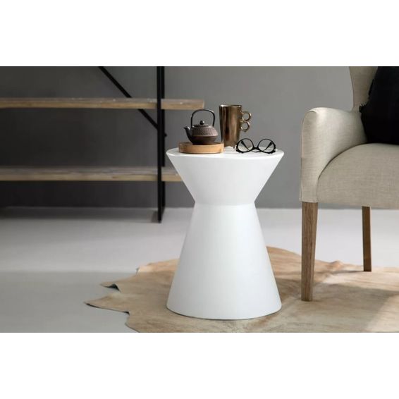 Ibiza Ivory Side Table – Geometric Design in Glass Fibre Reinforced ...