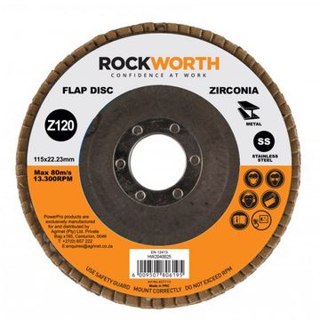 Bulk Pack 5 x Rockworth P120 Zirconia Oxide Flap Disc - 115mm | LEROY ...