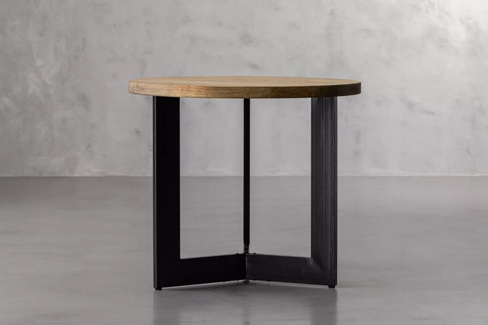 Brita Dining Table 0.88m Round Rubberwood Dining Table with Black Base ...