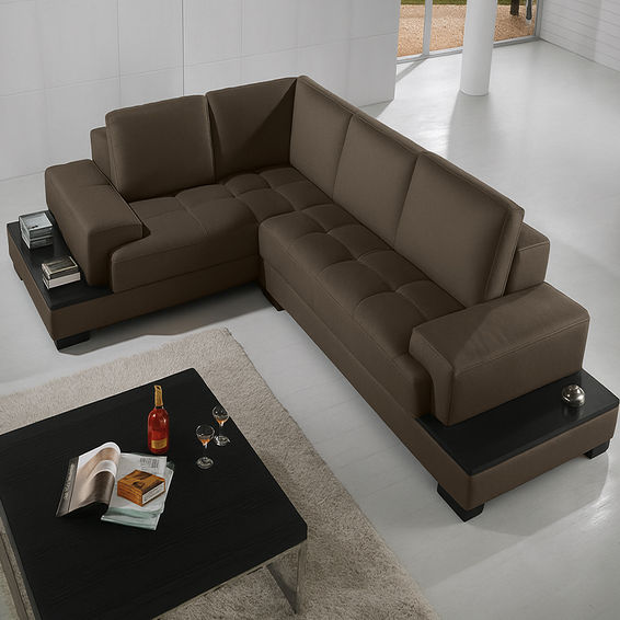 Chanel L Shape Corner Sofa -PU Sandy Brown | Leroy Merlin South Africa